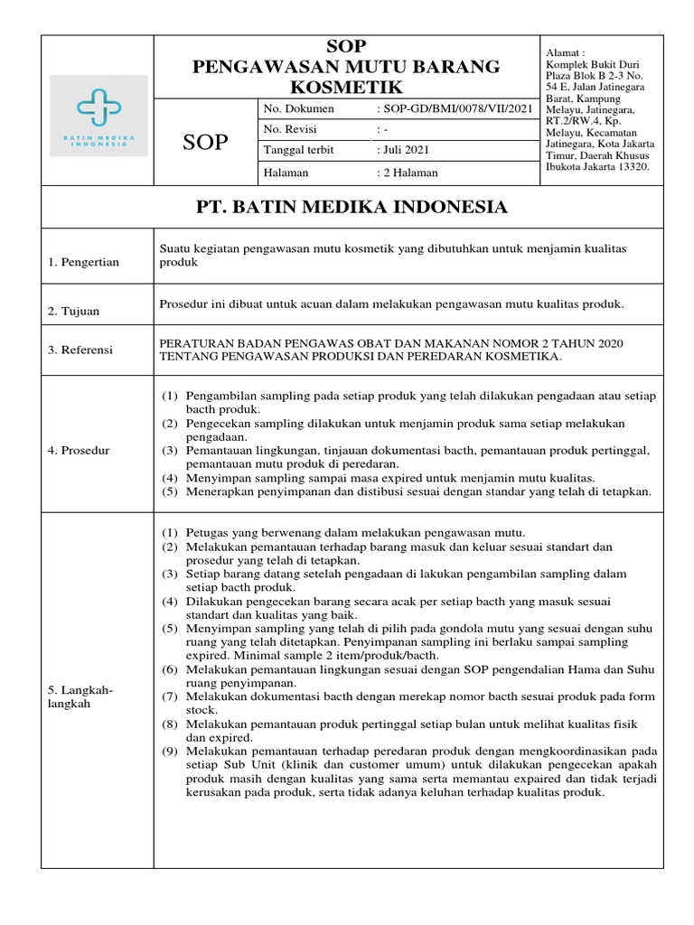 Sop-Pengawasan Mutu | PDF