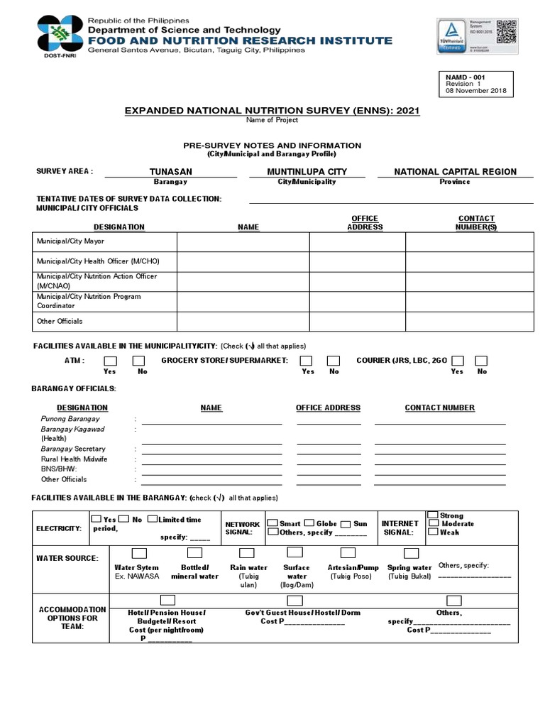 ENNS 2021 Pre-Survey Information | PDF | Nature | Wellness