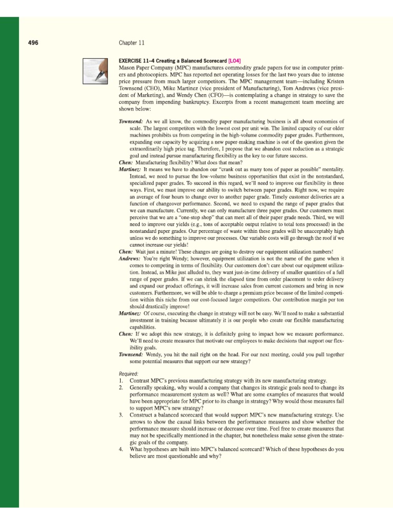 Balanced Scorecard Activity | PDF