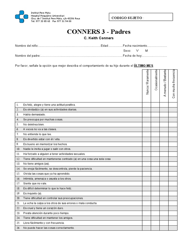 Conners Padres | PDF | Science | Ciencia (general)