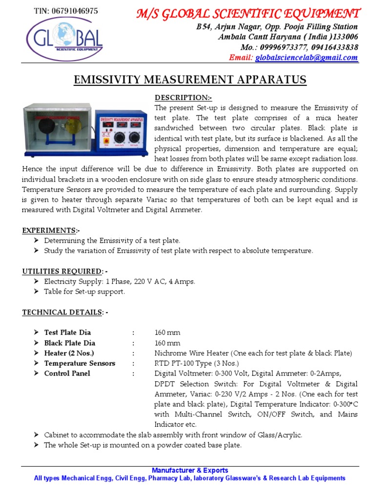 Emissivity Measurement Apparatus | PDF | Temperature | Switch