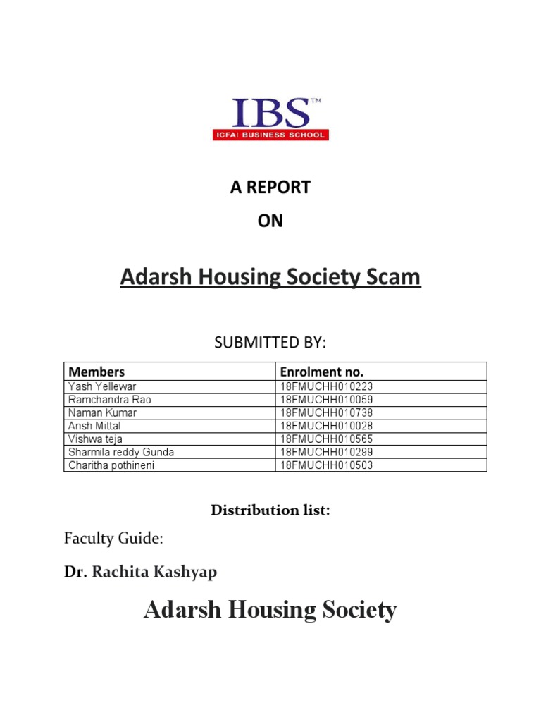 Adarsh Housing Society Scam | PDF | Politics Of India | Crime & Violence