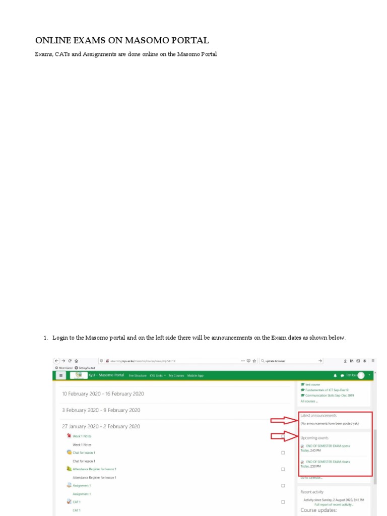 Online Exams Via The Masomo Portal | PDF