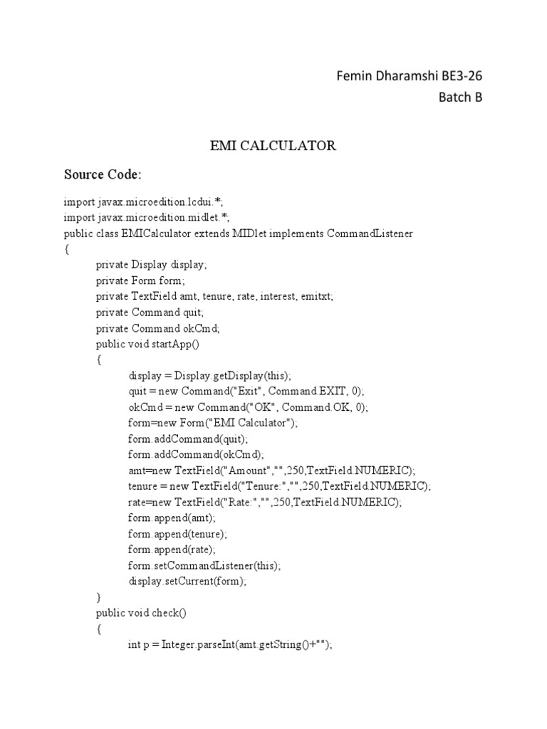 Experiment 5d - EMI CALCULATOR | PDF