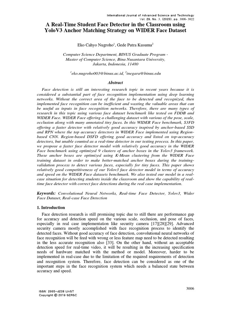 A Realtime Student Face Detector in Classroom Using Yolo 3 | PDF ...