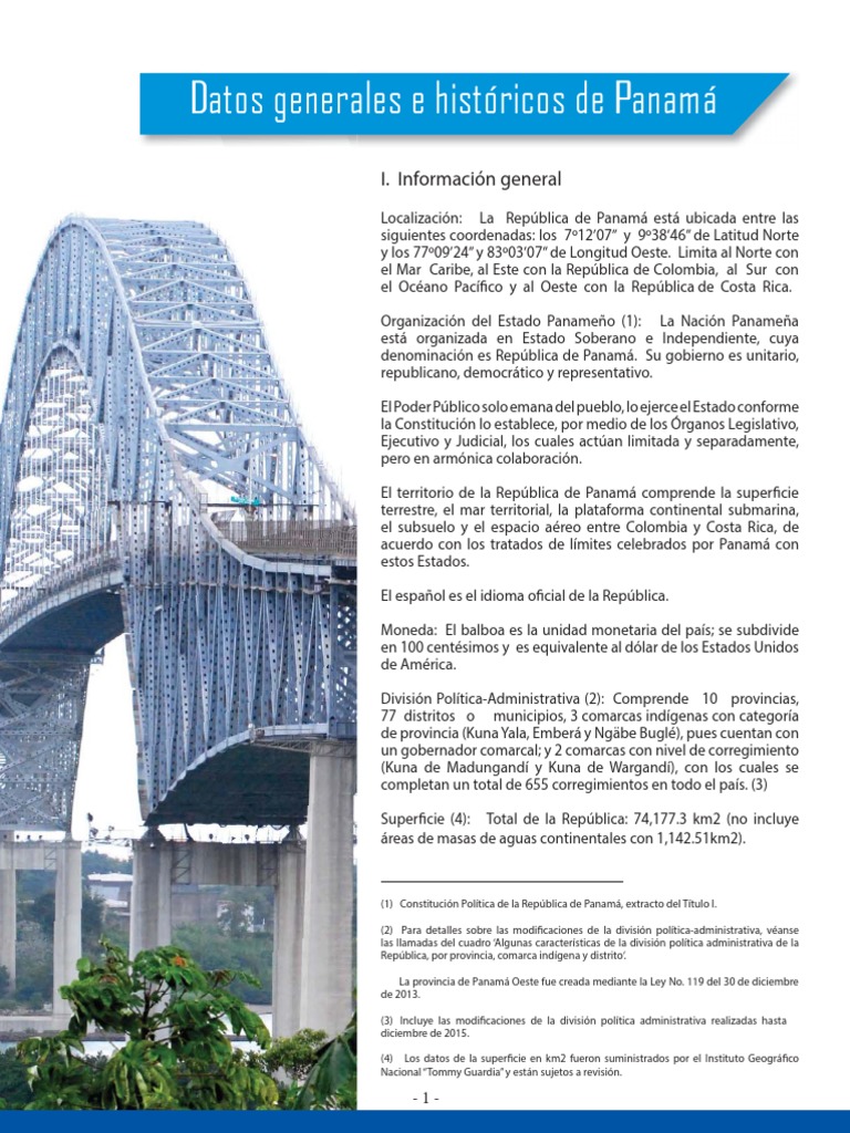 Datos generales e históricos de Panamá | PDF | canal de Panama | Panamá