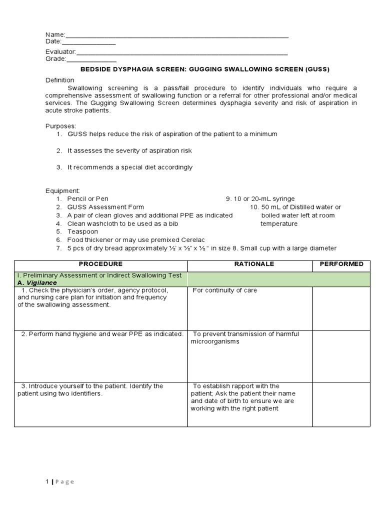 003 Dysphagia Screen Students 1 | Download Free PDF | Patient | Health Care