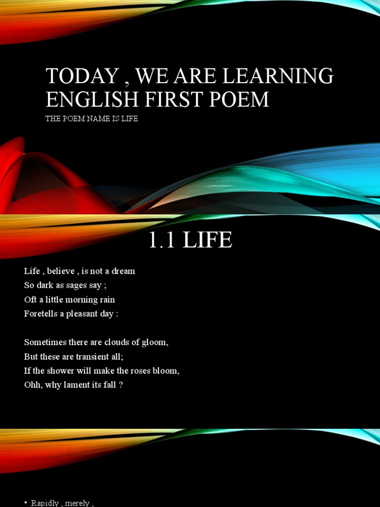 Today, We Are Learning English First Poem | PDF