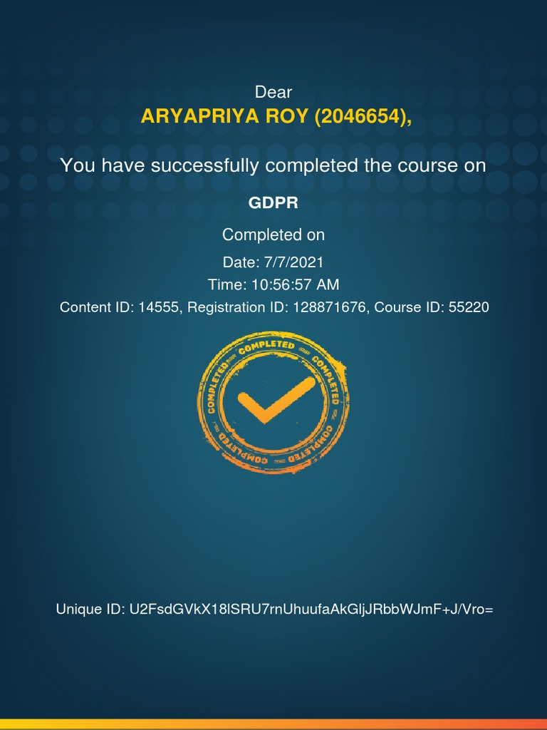 GDPR Completion Certificate | PDF
