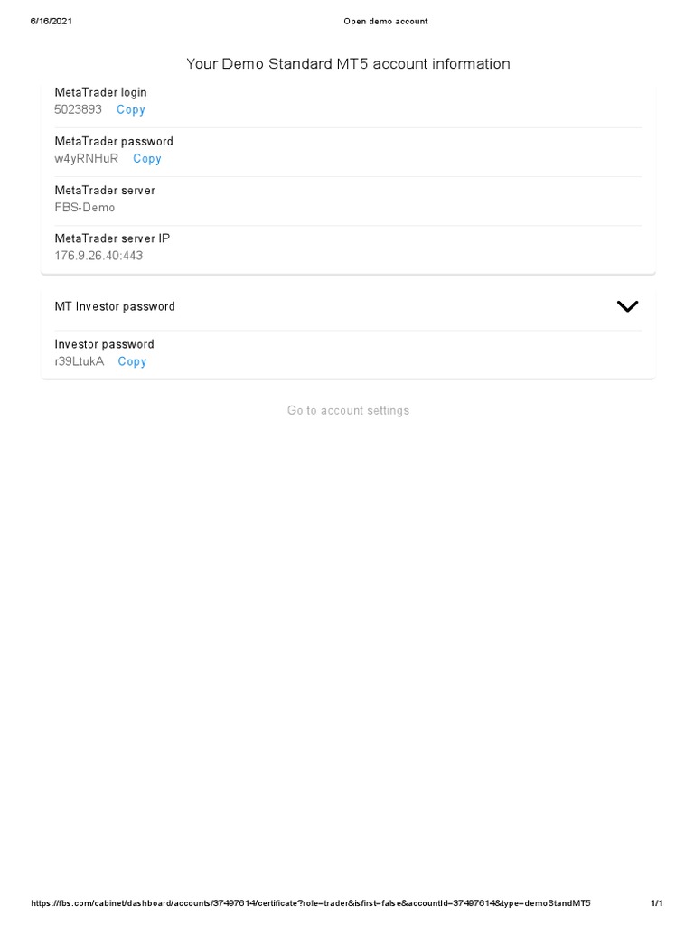 Open Demo Account | PDF