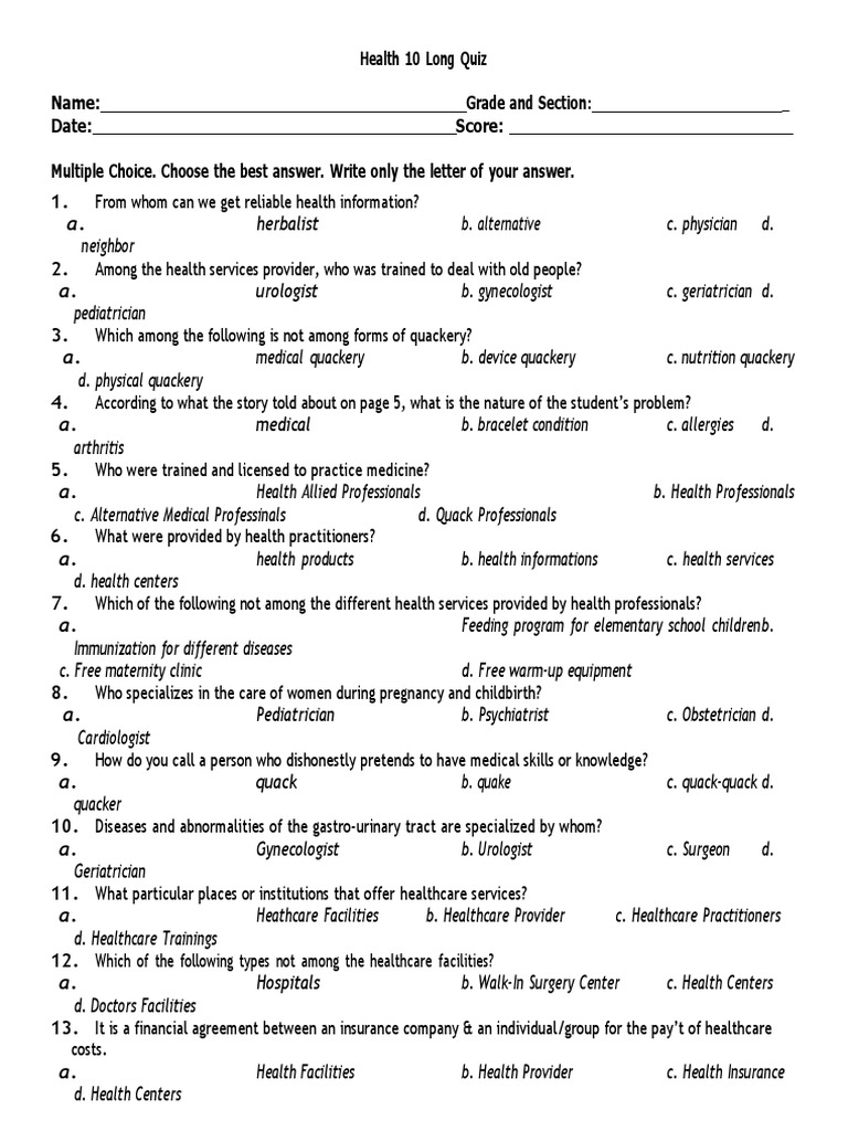 Health Professionals: A Review of Specializations and Responsibilities ...