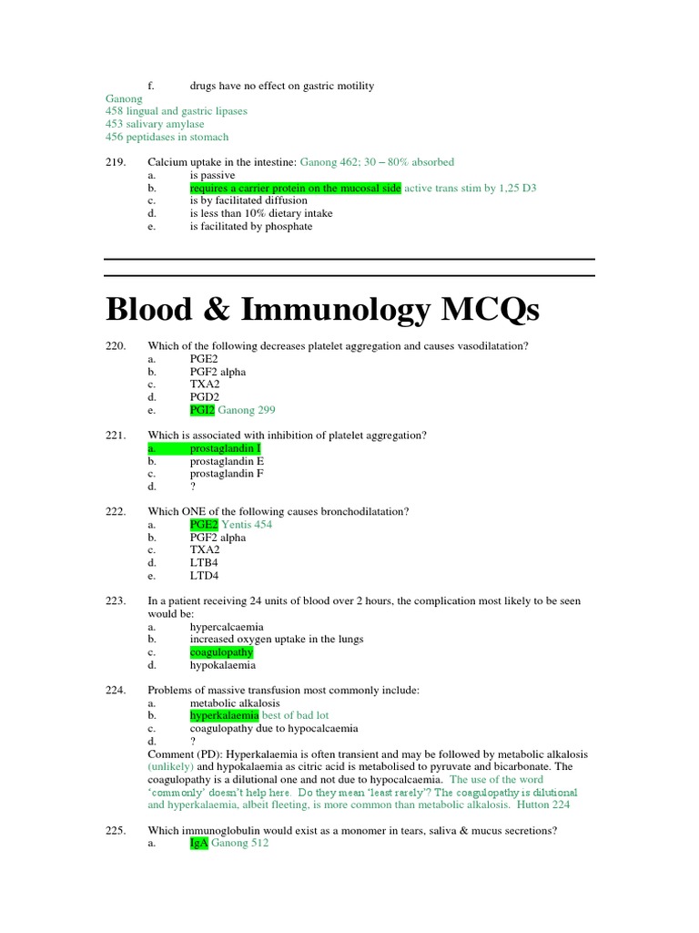 Blood & Immunology Mcqs | PDF | T Cell | Antigen