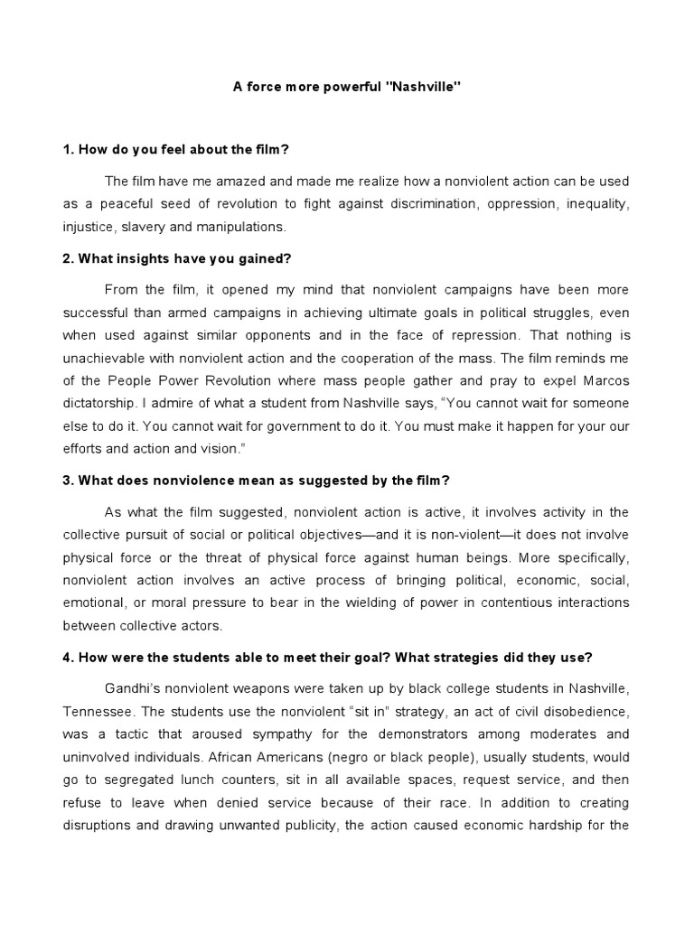 A Force More Powerful | PDF | Nonviolence | Activism