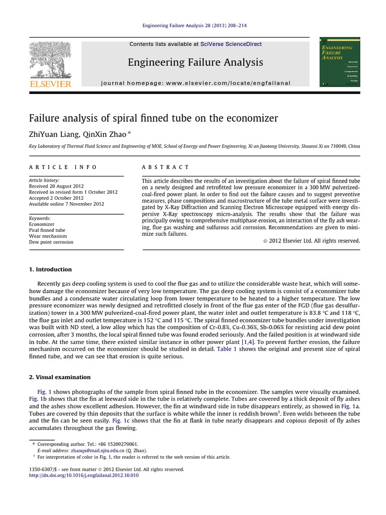 Failure Analysis of Spiral Finned Tube On The Economizer | PDF ...