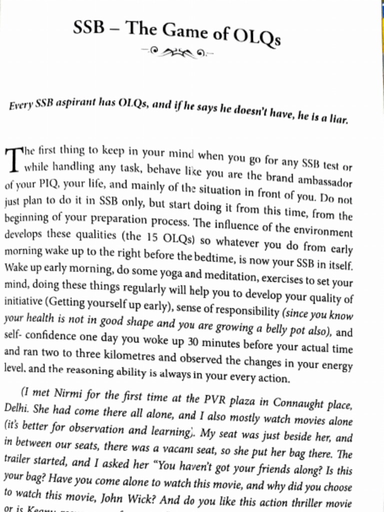 SSB - The Game of OLQs | PDF