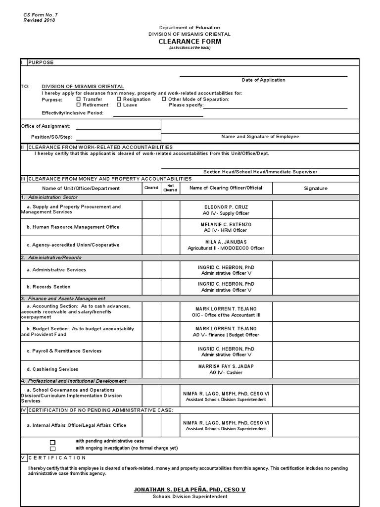 Clearance Form: CS Form No. 7 Revised 2018 | PDF | Economies | Business