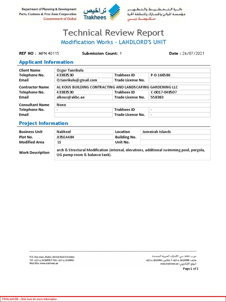 Trakhees Technical Review Report | PDF | Business