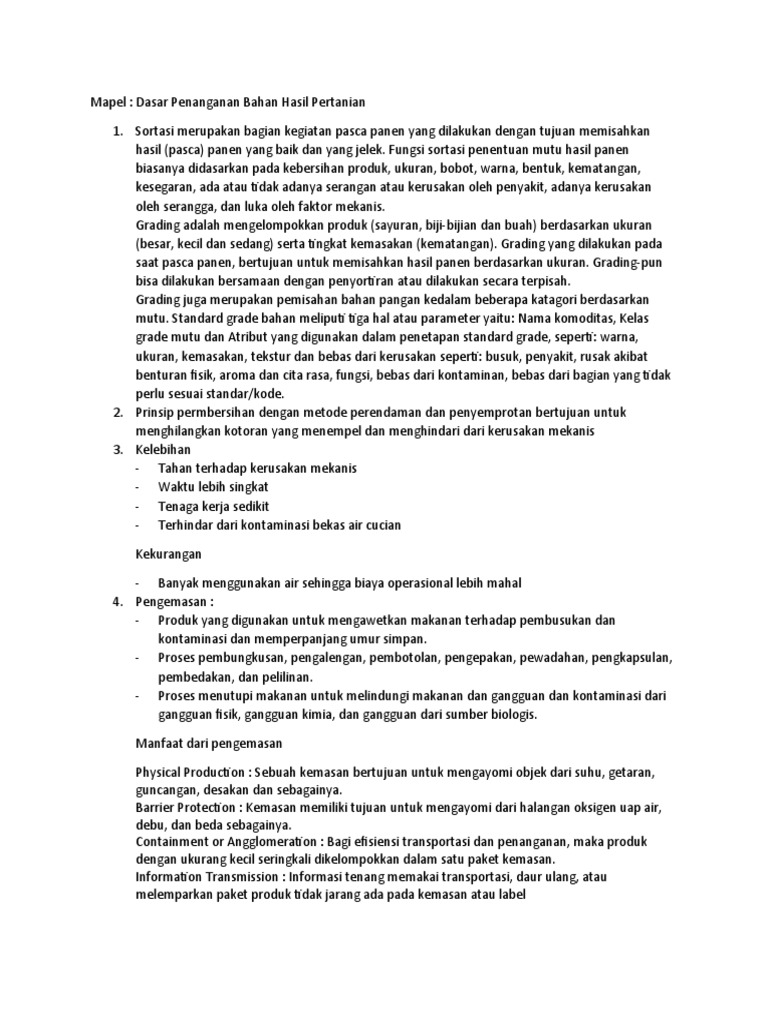 Panduan Sortasi dan Grading Hasil Pertanian | PDF