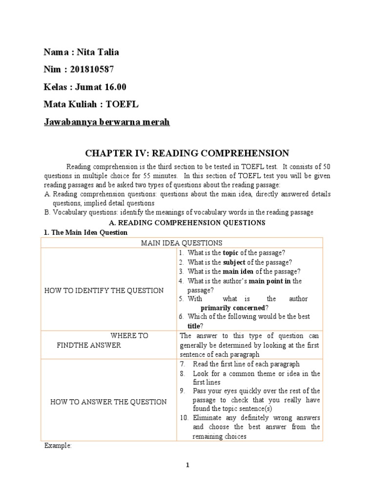 Tugas TOEFL Reading Comprehension. Nita Talia 201810587 | PDF | Atrium ...