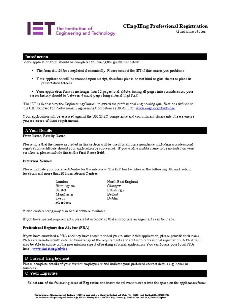 Guidance for Professional Registration with the Institution of ...