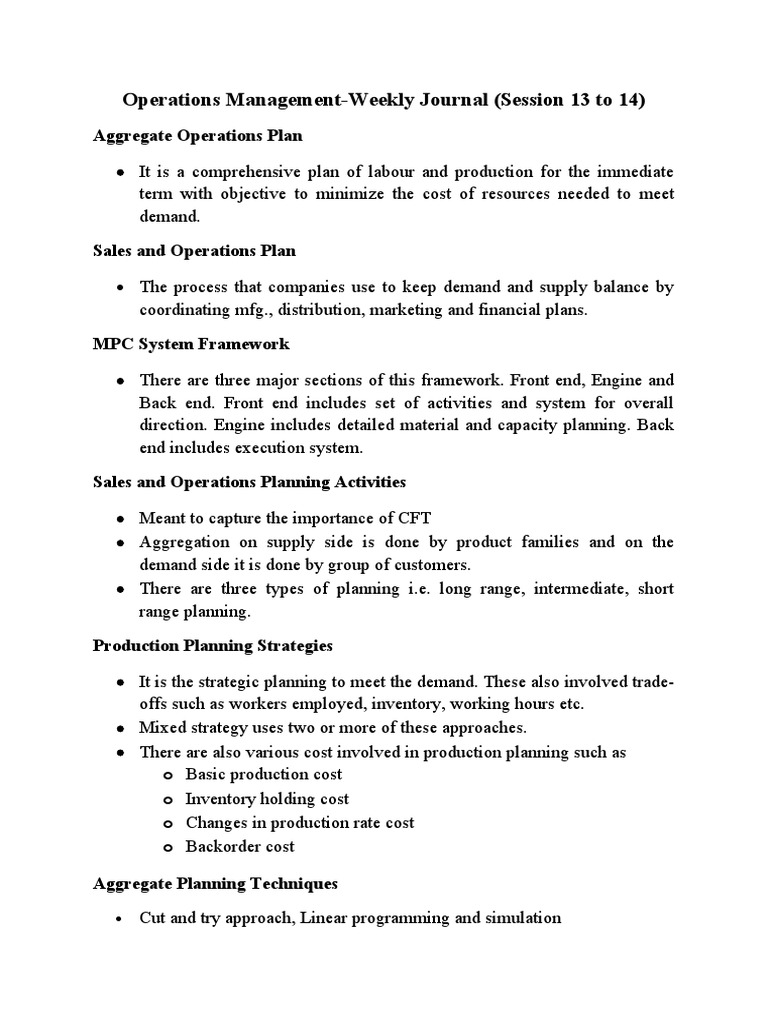 Operations Management 1 | PDF