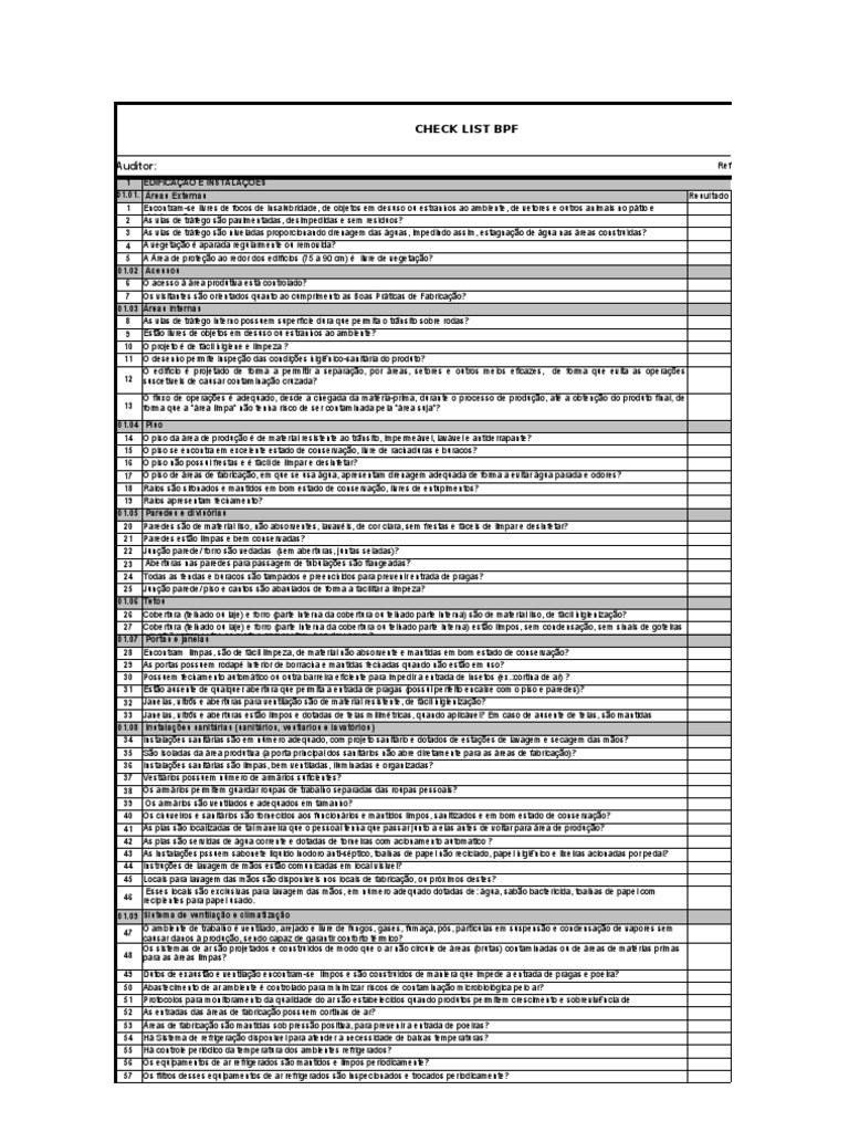 Check List BPF | PDF | Embalagem e Rotulagem | Desperdício