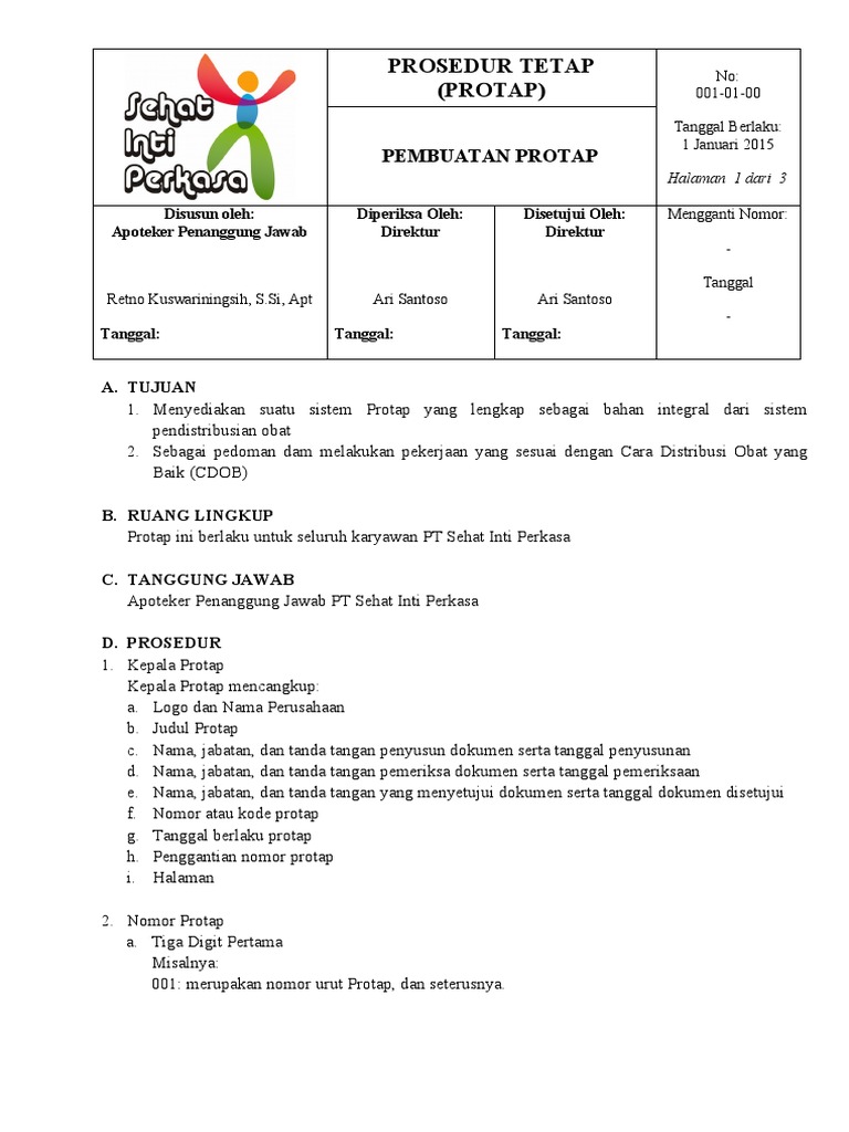 001-01-00 Protap Pembuat Protap | PDF