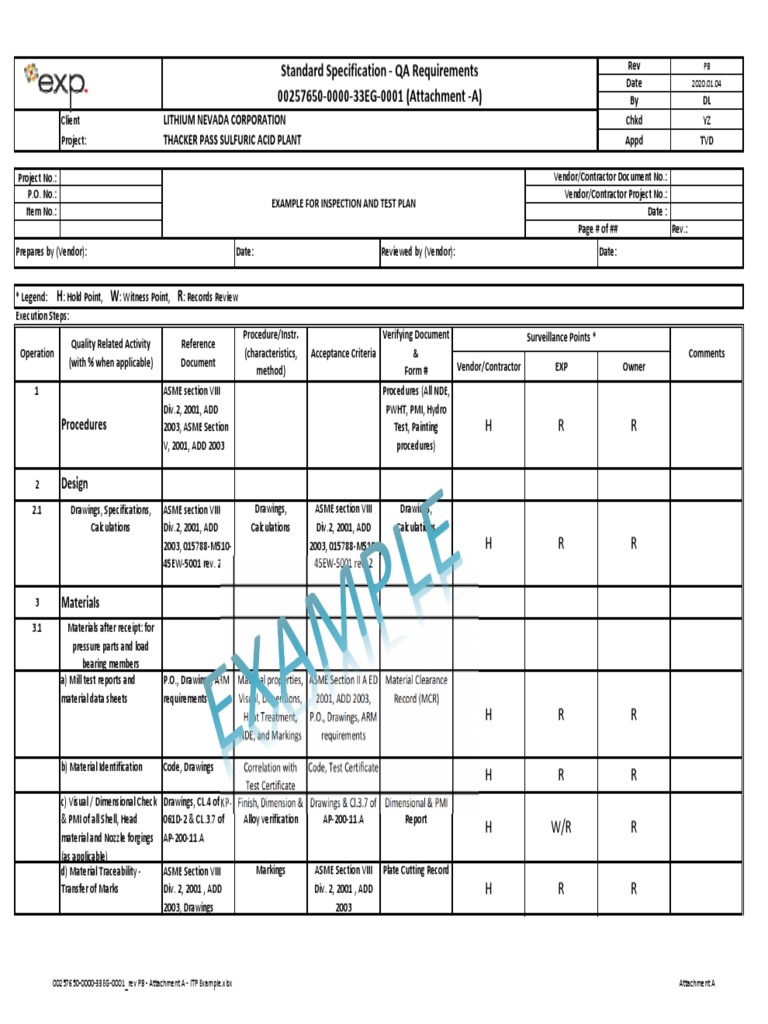 00257650-0000-33EG-0001 - Rev PB - Attachment A - ITP Example | PDF ...