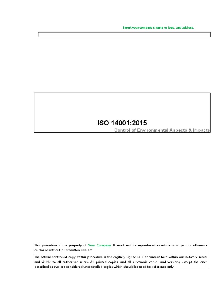 ISO 14001:2015 Environmental Procedures | PDF | Risk | Risk Management