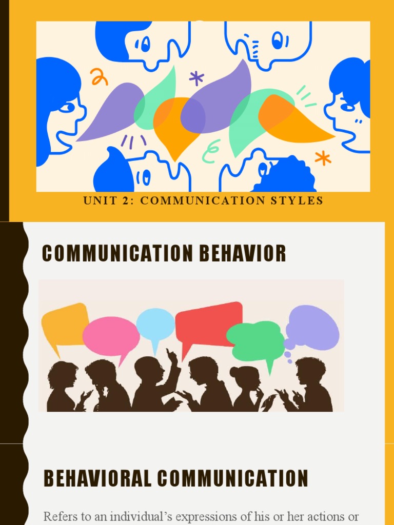 Unit 2: Communication Styles | PDF | Communication | Behavioural Sciences