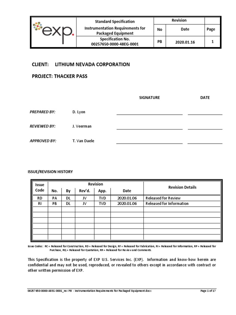 00257650-0000-48EG-0001 - Rev PB - Instrumentation Requirements For ...