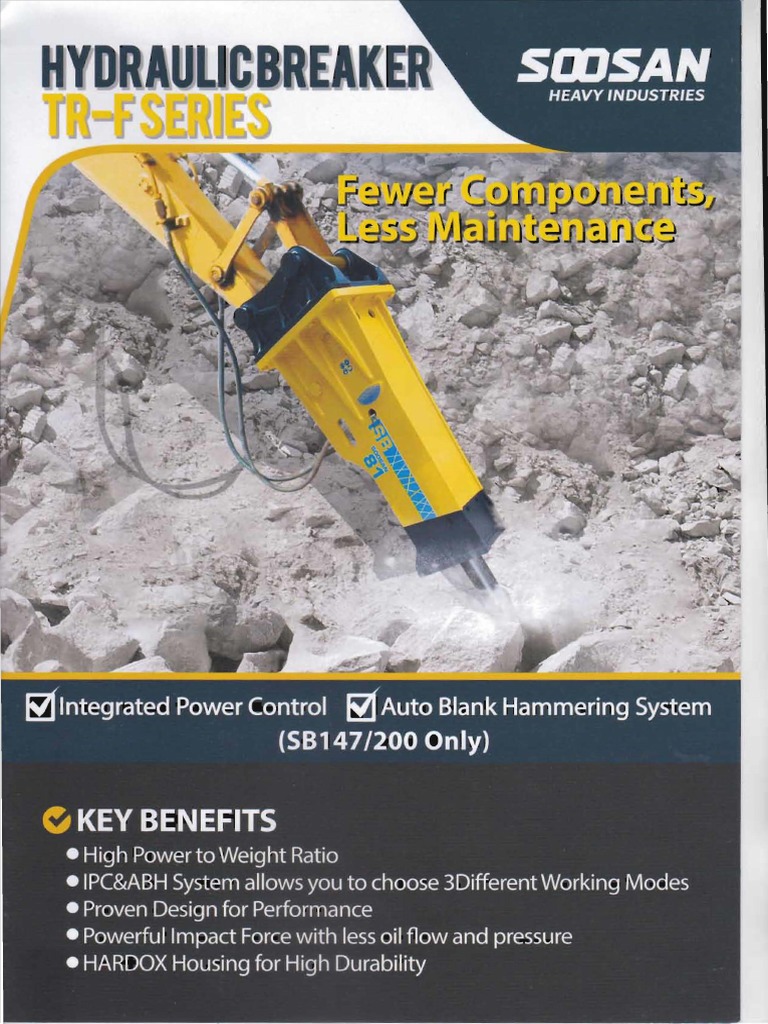 Soosan Hydraulic Breaker Overview | PDF | Mechanical Engineering | Science