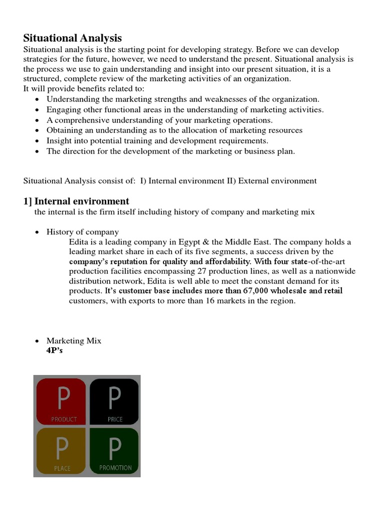 Situational Analysis: 1) Internal Environment | PDF | Marketing ...