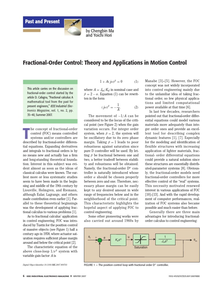 Fractional-Order Control: Theory and Applications in Motion Control | PDF | Laplace Transform ...