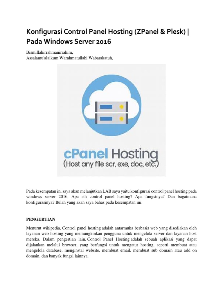 Konfigurasi Control Panel Hosting di Windows | PDF