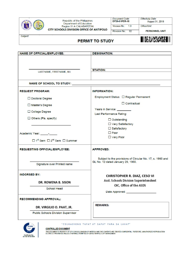 Permit To Study | PDF