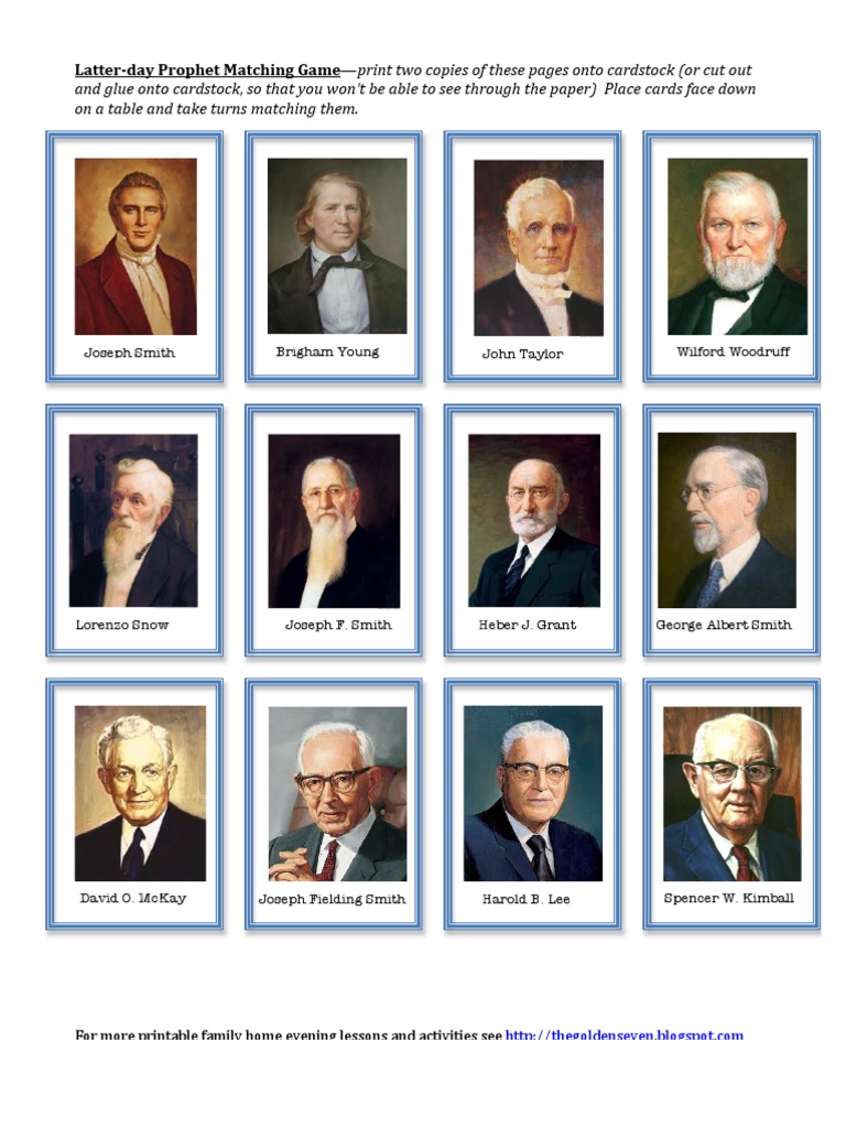 Latter-Day Prophet Matching Game | PDF