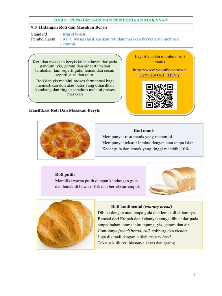 Nota Dan Latihan Hidangan Roti | PDF