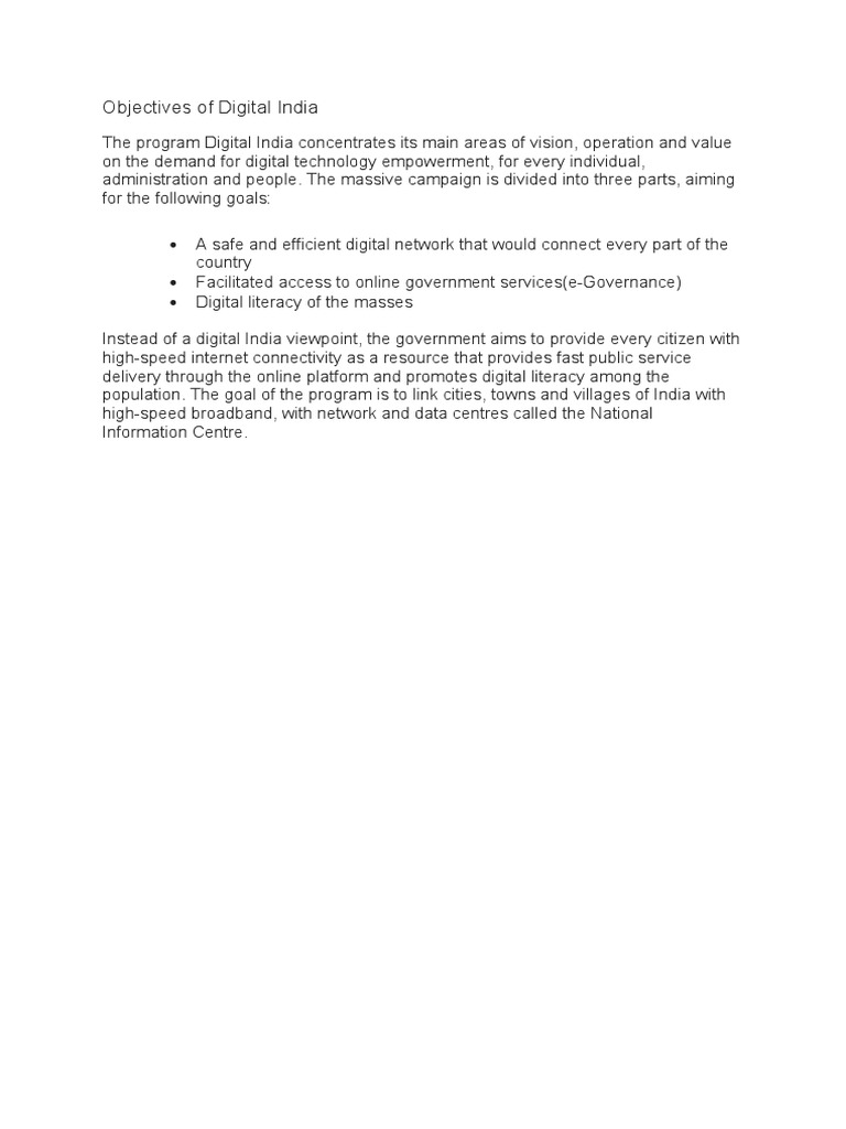 Objectives of Digital India | PDF
