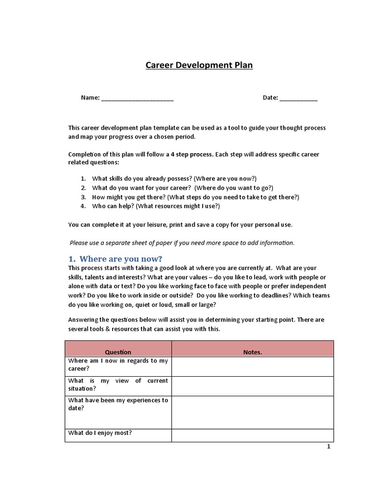 Career Development Plan Template | PDF | Goal | Human Nature