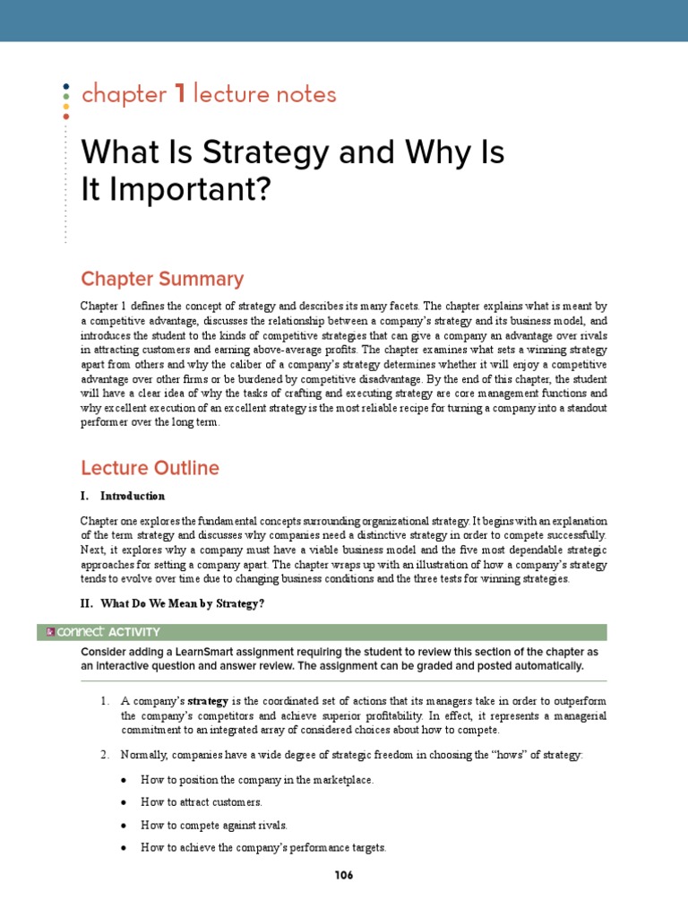 What Is Strategy and Why Is It Important?: 1 Lecture Notes | PDF ...