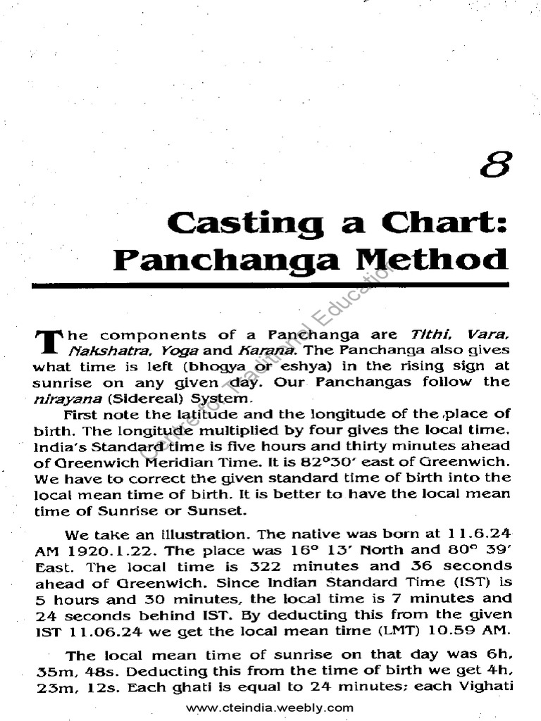 Casting A Chart: Panchanga Method: Education | PDF | Ancient Astronomy ...