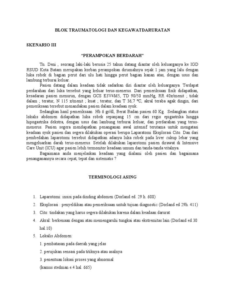 BLOK TRAUMATOLOGI Skenario 3 | PDF