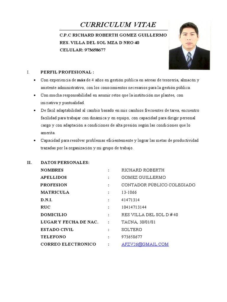 Curriculum Actualizado | PDF | Contador | Business
