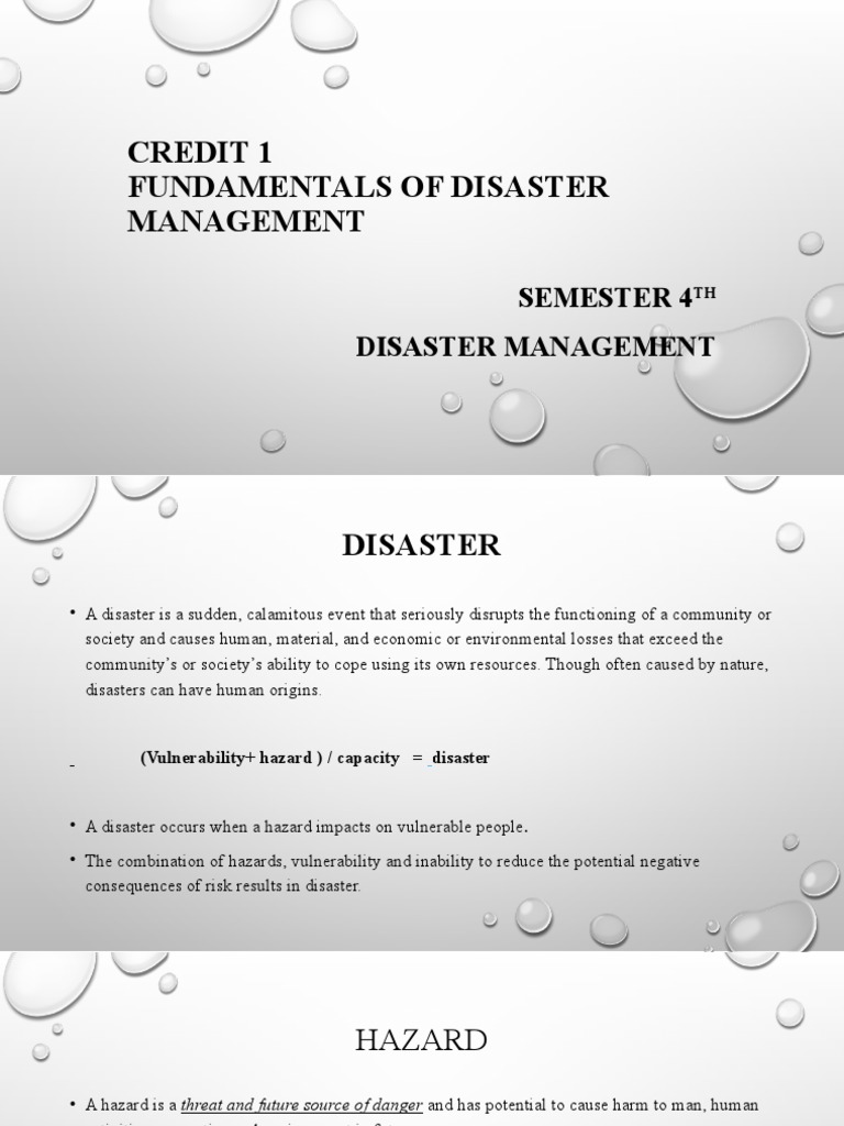 (Credit 1) Fundamentals of Disaster Management (Sem 4) | PDF | Hazards ...