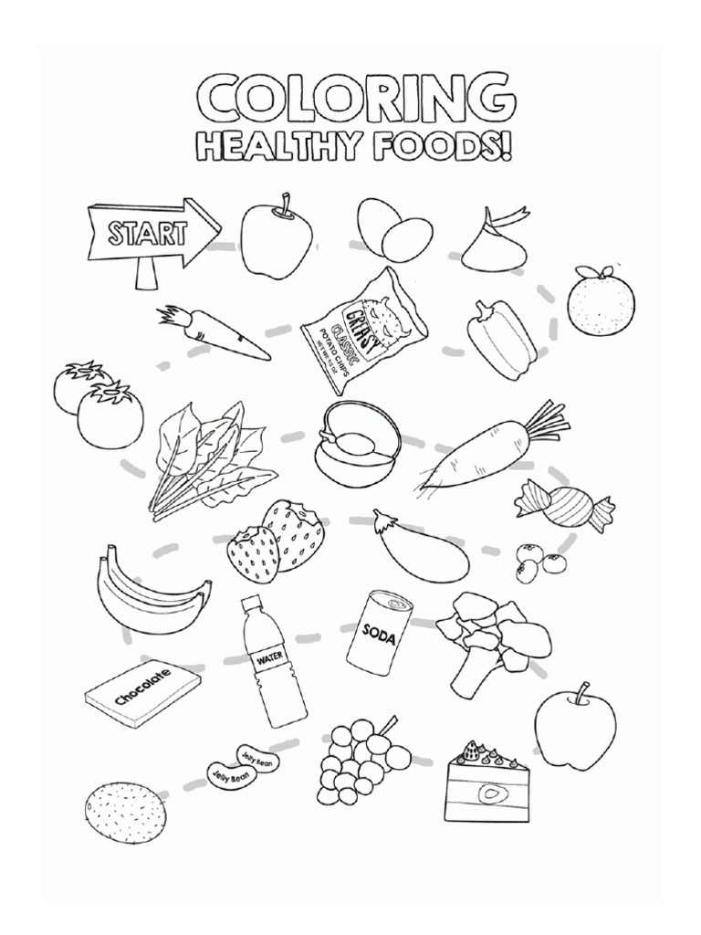 Healthy And Unhealthy Food Coloring Pages