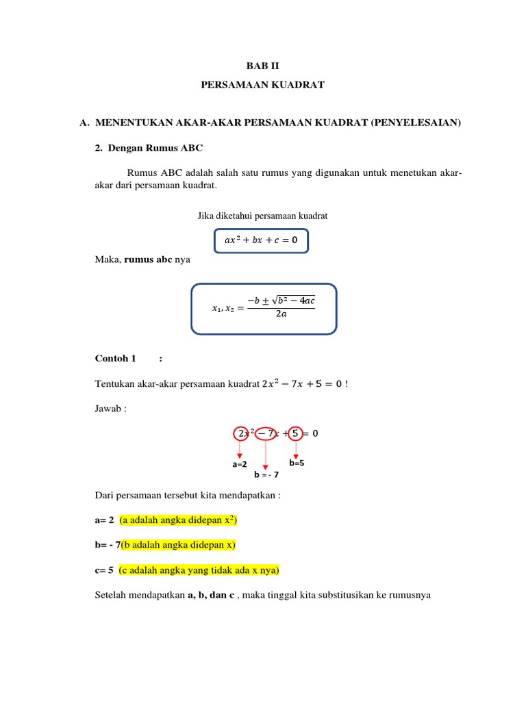 Materi Kelas Ix Matematika Rumus Abc | PDF