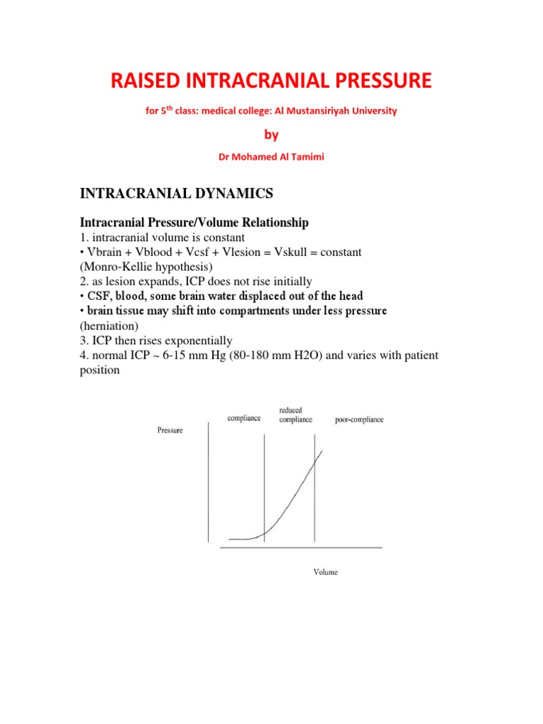4 - Raised ICP | PDF | Nervous System | Clinical Medicine