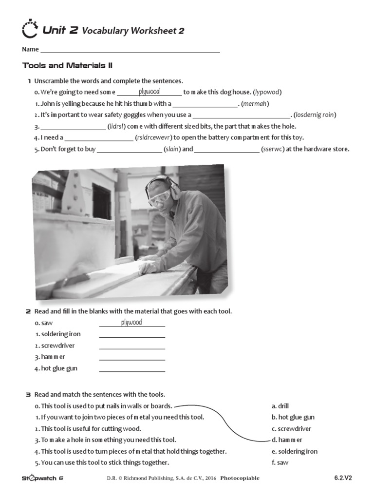 Vocabulary Worksheet: Unit 2 | PDF