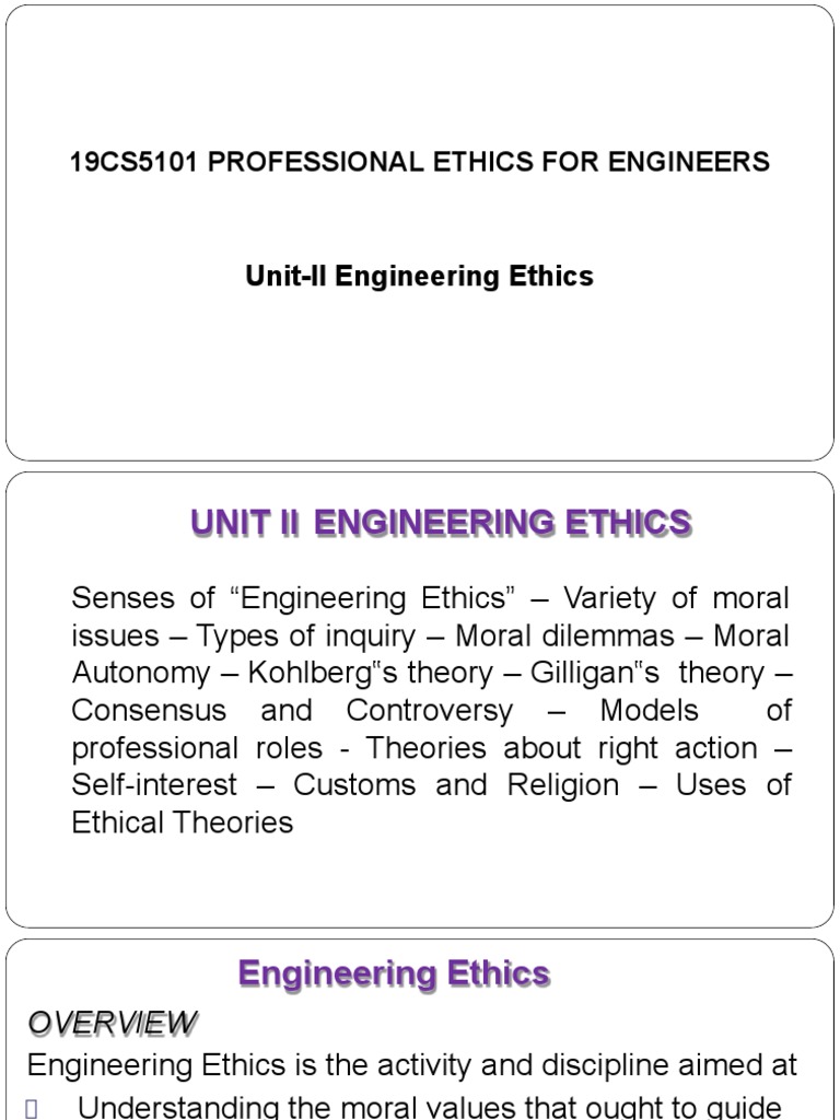 19Cs5101 Professional Ethics For Engineers: Unit-II Engineering Ethics | Download Free PDF ...